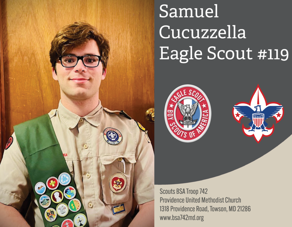 Congratulations to Sam Cucuzzella Troop 742 Eagle Scout #119 - Scouting America Troop 742