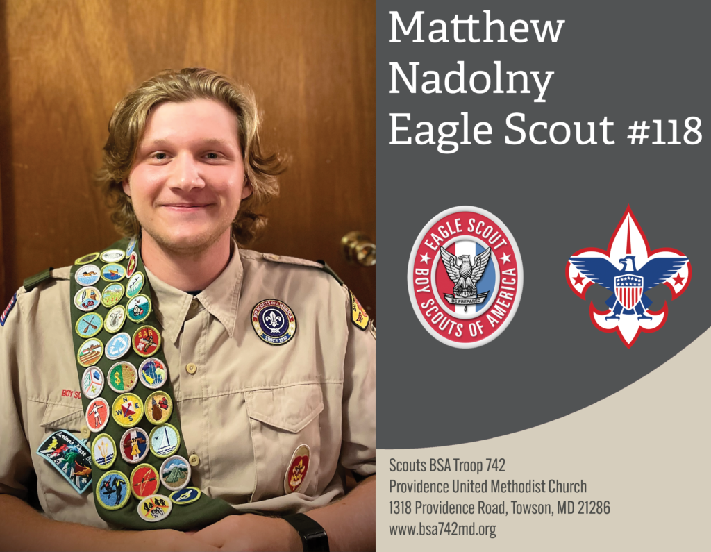 Congratulations to Matthew Nadolny Troop 742 Eagle Scout #118 - Scouts BSA Troop 742